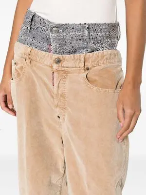 Dsquared2 Crystal-embellished Double-layer Wide Leg Trousers