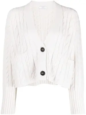 PESERICO Cable-Knit Cropped Cardigan