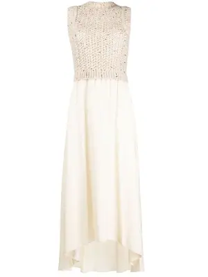 Peserico Open-knit Layered Long Dress