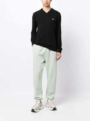 Lacoste Logo-embroidered Fine-ribbed Jumper - Black