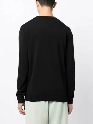 Lacoste Logo-embroidered Fine-ribbed Jumper - Black