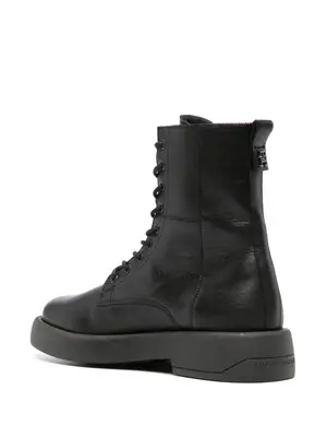 Tommy Hilfiger Monogram Plaque Leather Ankle Boots