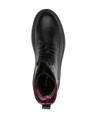Tommy Hilfiger Monogram Plaque Leather Ankle Boots