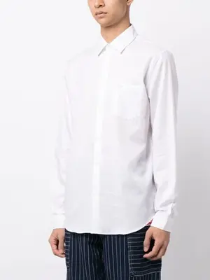 Lacoste Logo-embroidered Long-sleeve Cotton Shirt - White