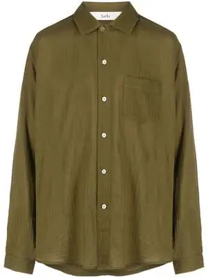 Séfr Leo Long-sleeve Cotton Shirt - Green