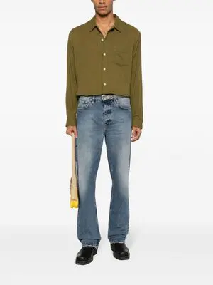 Séfr Leo Long-sleeve Cotton Shirt - Green