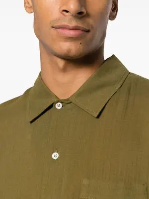 Séfr Leo Long-sleeve Cotton Shirt - Green