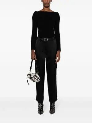 Michael Kors Satin-finish Tapered-leg Trousers - Black