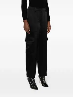 Michael Kors Satin-finish Tapered-leg Trousers - Black
