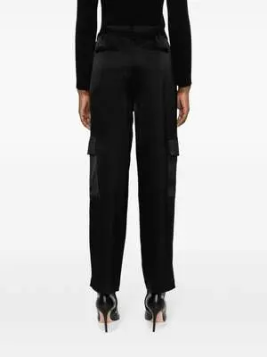 Michael Kors Satin-finish Tapered-leg Trousers - Black