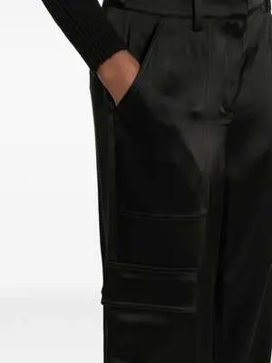 Michael Kors Satin-finish Tapered-leg Trousers - Black