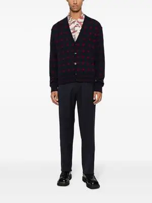 Etro Patterned-knit V-neck Cardigan - Blue