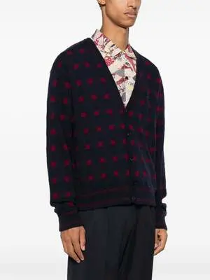 Etro Patterned-knit V-neck Cardigan - Blue