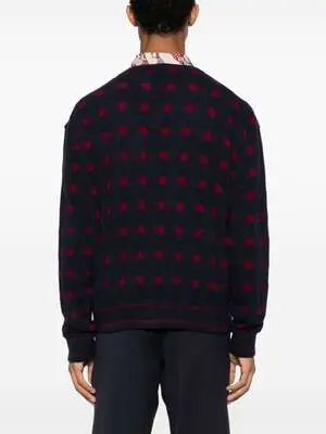 Etro Patterned-knit V-neck Cardigan - Blue