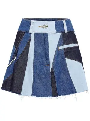 Philipp Plein Patchwork Denim Mini Skirt