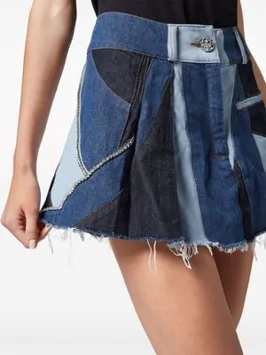 Philipp Plein Patchwork Denim Mini Skirt