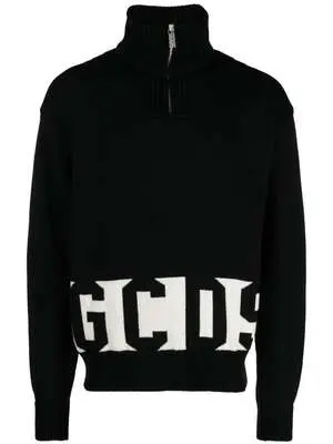 Gcds Intarsia-knit Half-zip Jumper