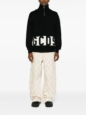 Gcds Intarsia-knit Half-zip Jumper