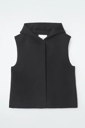 Cos Double-faced Hybrid Hooded Vest - Black