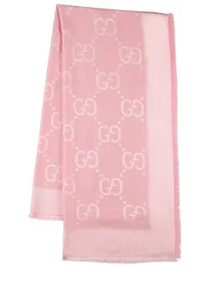 Gucci Gg Jacquard Silk & Wool Shawl Pink