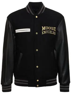 Moose Knuckles Moose Varsity Bomber Jacket - Black,gold