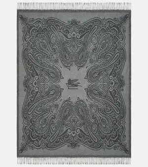 Etro Paisley Wool And Cashmere Blanket - Grey