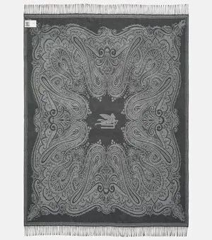 Etro Paisley Wool And Cashmere Blanket - Grey