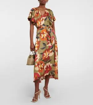Velvet By Graham & Spencer Francie Printed Satin Midi Dress
