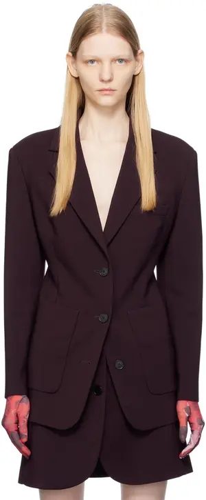 LANVIN Lanvin Burgundy Fitted Blazer 692 Amarena
