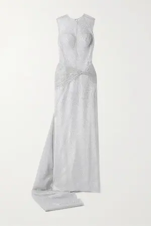 SANDRA MANSOUR Glittered Tulle Gown