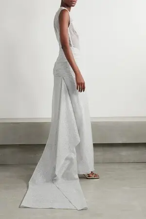SANDRA MANSOUR Glittered Tulle Gown