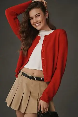 REFORMATION Reformation Clara Cashmere Crew Cardigan Sweater Cherry