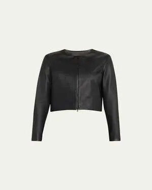 SUSAN BENDER Stretch Leather Cardigan Jacket