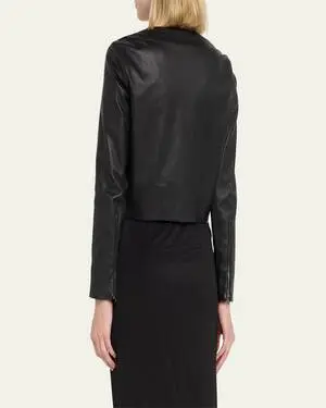 SUSAN BENDER Stretch Leather Cardigan Jacket