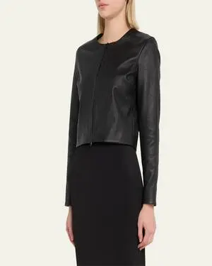 SUSAN BENDER Stretch Leather Cardigan Jacket