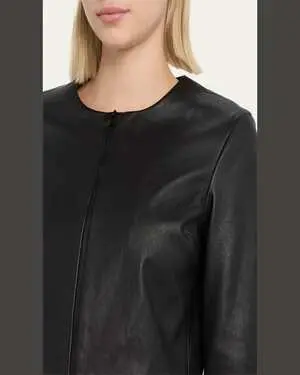 SUSAN BENDER Stretch Leather Cardigan Jacket