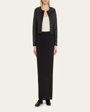 SUSAN BENDER Stretch Leather Cardigan Jacket