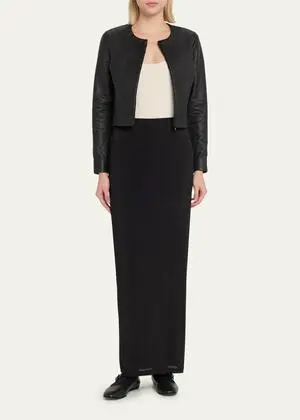 SUSAN BENDER Stretch Leather Cardigan Jacket
