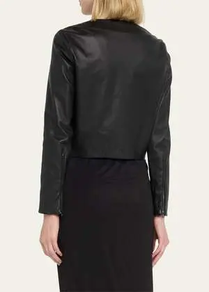 SUSAN BENDER Stretch Leather Cardigan Jacket