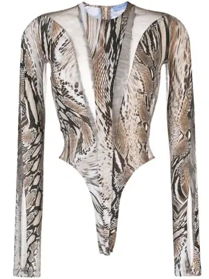 MUGLER Illusion Sheer-panelled Bodysuit