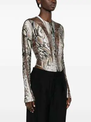 MUGLER Illusion Sheer-panelled Bodysuit
