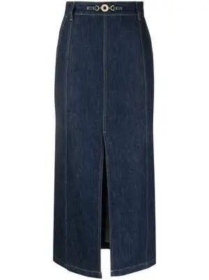 PATOU Slit-detail Denim Midi Skirt - Blue
