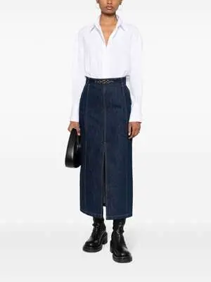 PATOU Slit-detail Denim Midi Skirt - Blue