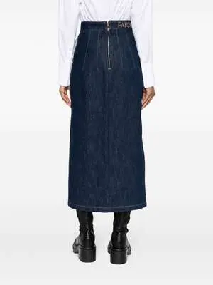 PATOU Slit-detail Denim Midi Skirt - Blue