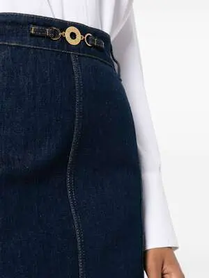PATOU Slit-detail Denim Midi Skirt - Blue