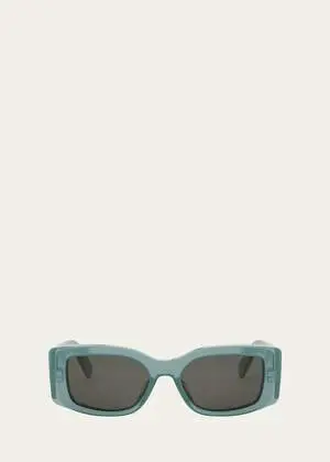 Celine Celine Triomphe Rectangle Sunglasses Shiny Light Green