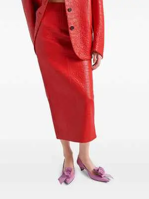 Prada Nappa Leather Midi Skirt