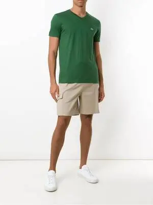 Lacoste Logo-embroidered Cotton V-neck T-shirt - Green