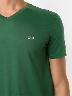 Lacoste Logo-embroidered Cotton V-neck T-shirt - Green
