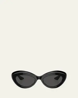 KHAITE X OLIVER PEOPLES Bold Acetate Oval Sunglasses - Black